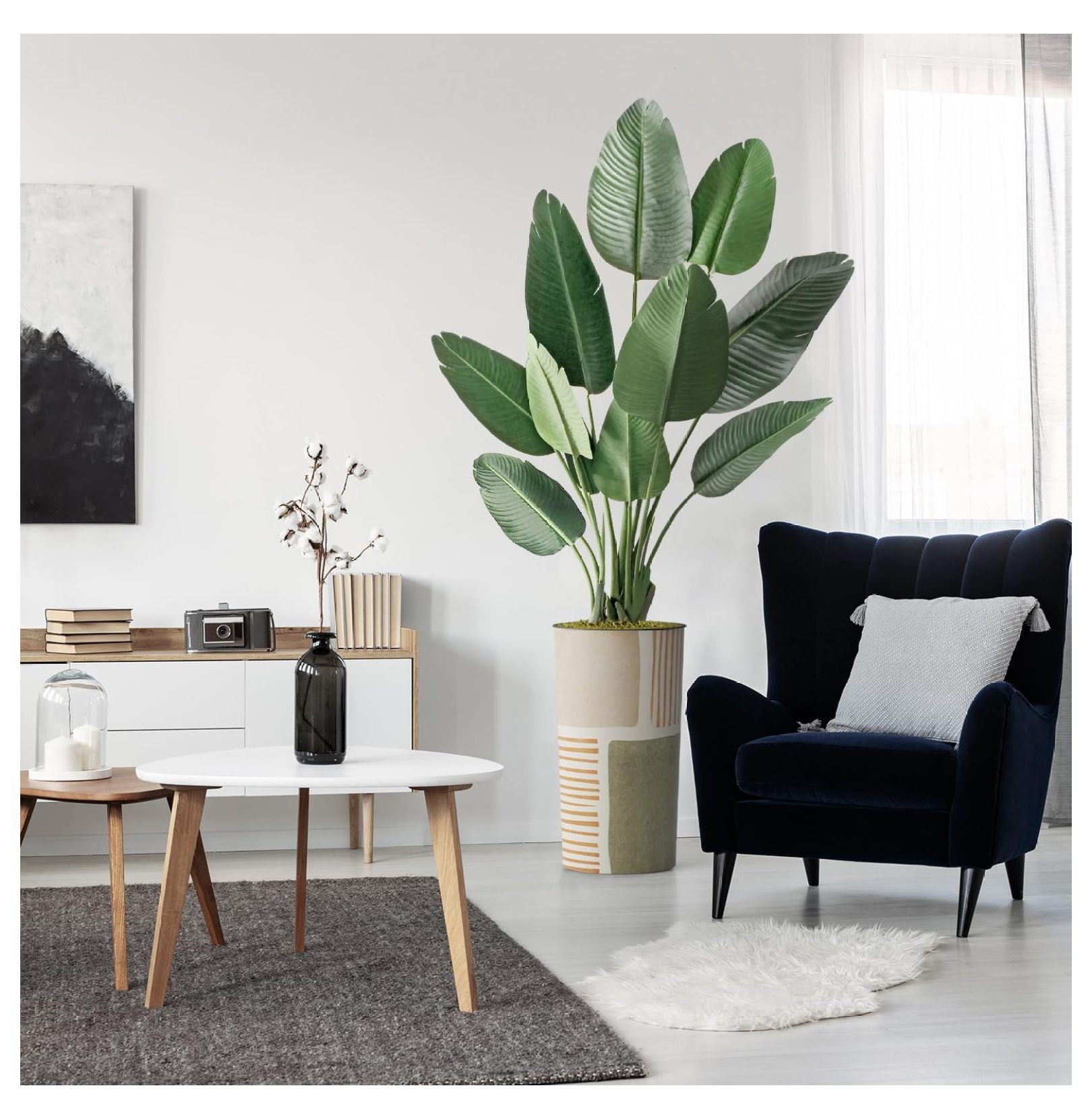 Artificial Tree in -Century Green Polygon Abstract Shapes Planter, Fake ...