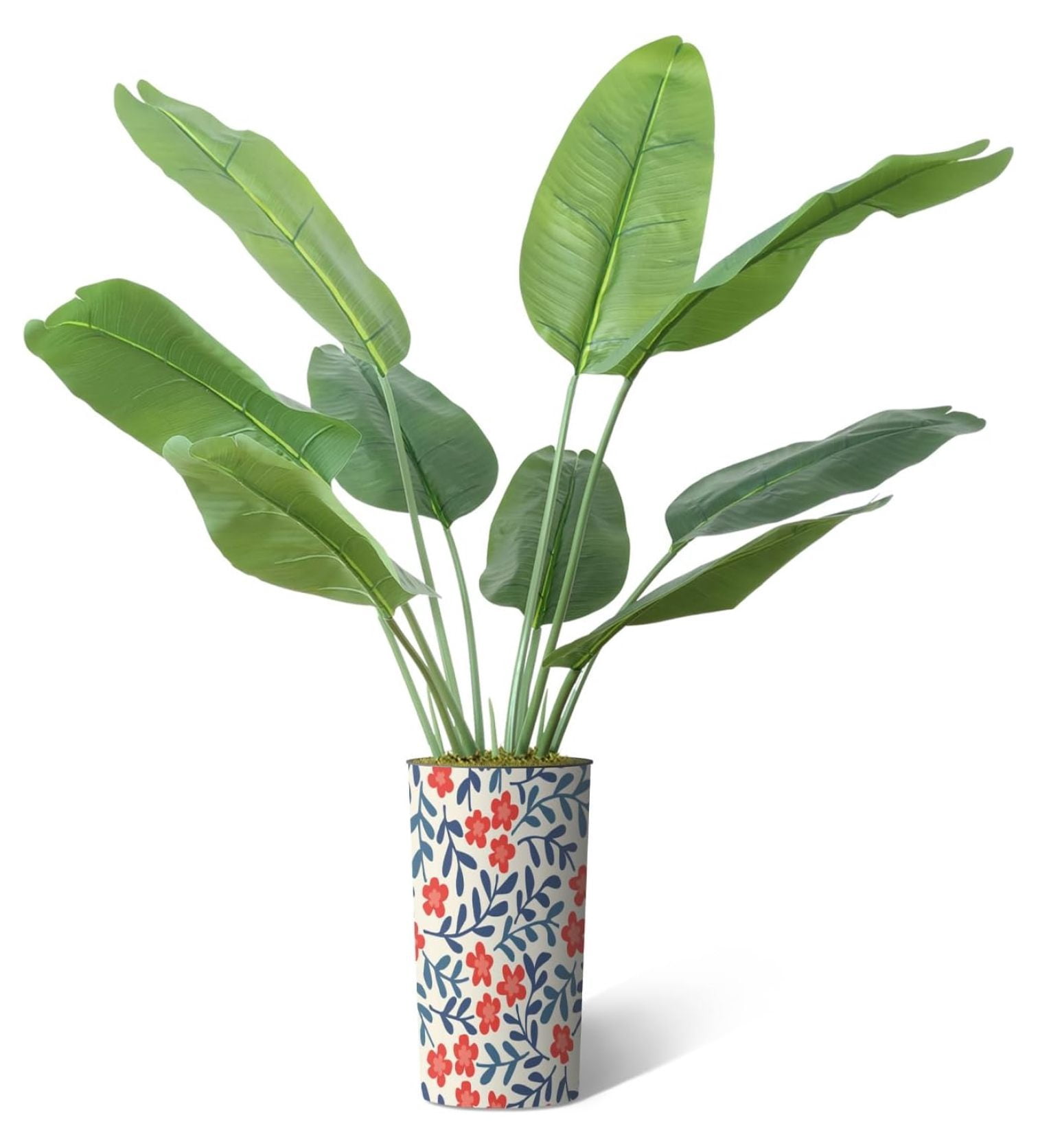 Artificial Tree in Contemporary Flower Pattern Planter, Fake Banana ...