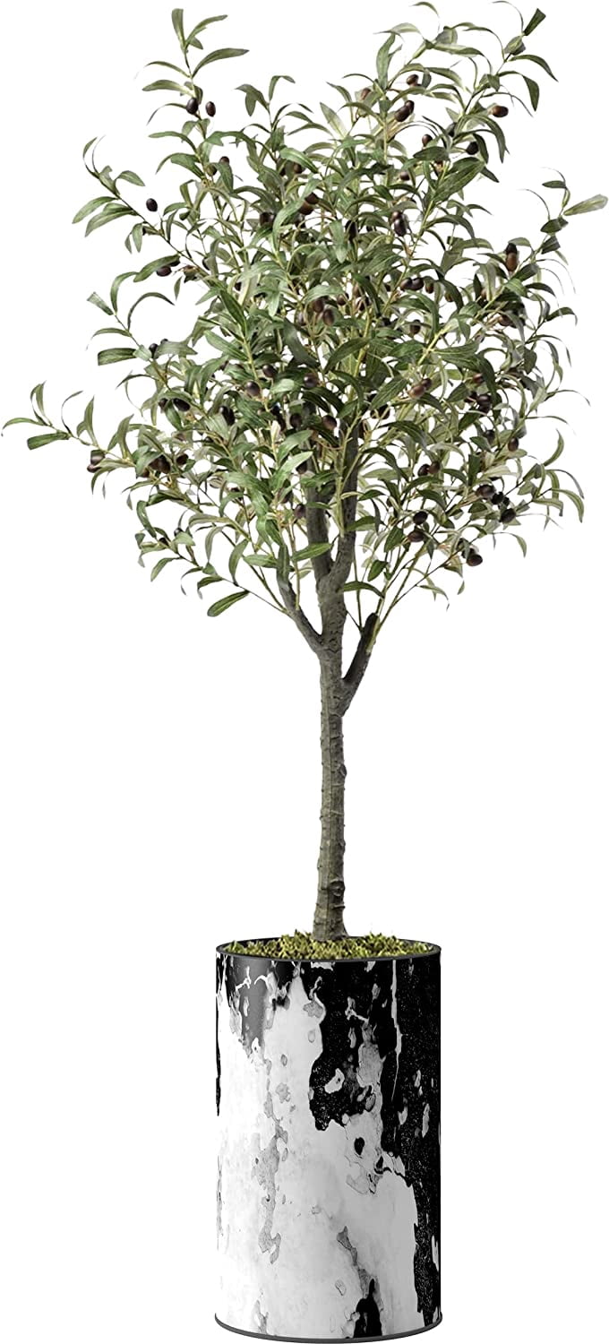Artificial Tree in Contemporary Granite Effect Planter, Fake Olive Silk ...