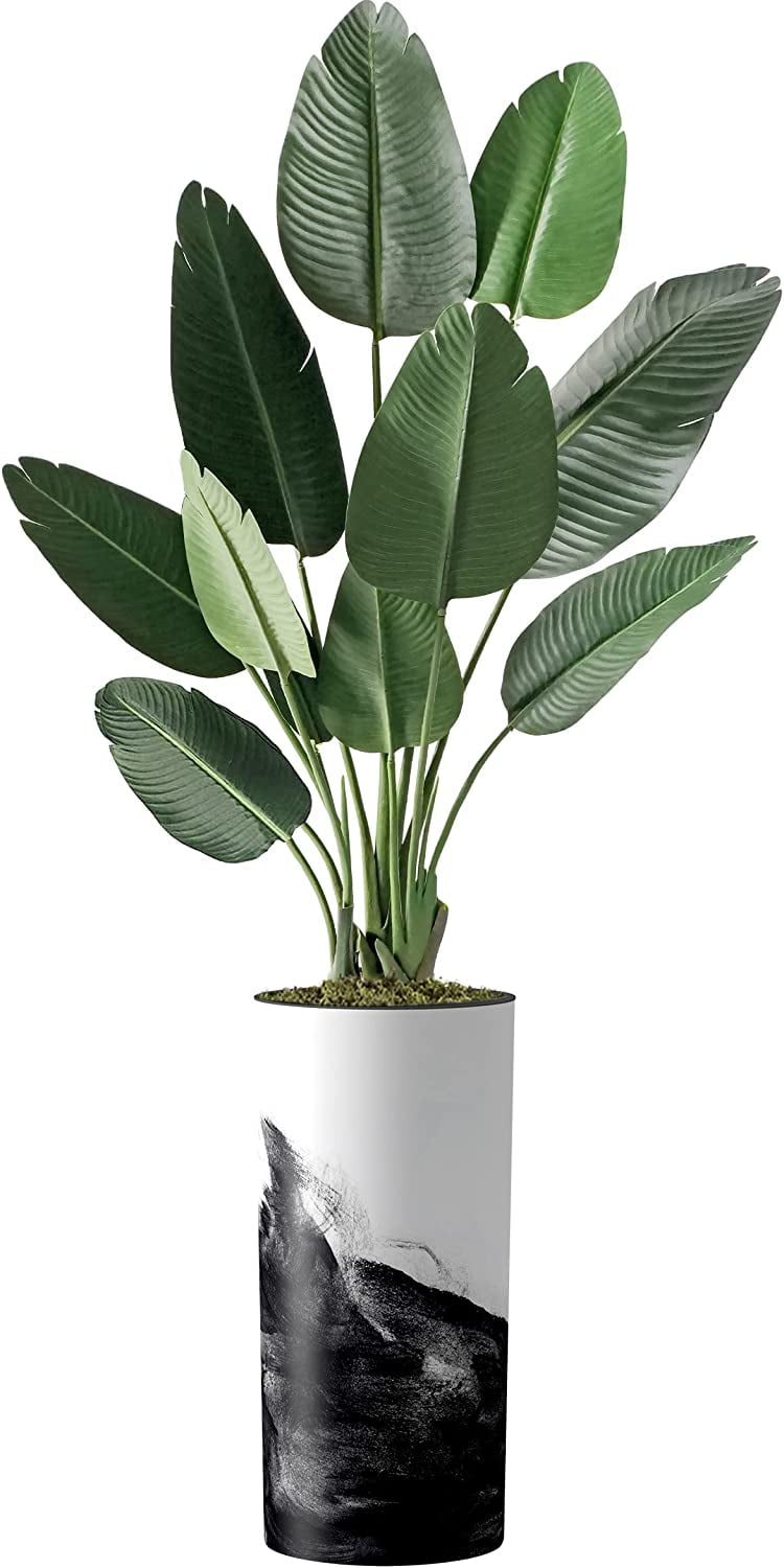 Artificial Tree in Contemporary Planter, Fake Bird of Paradise Silk ...