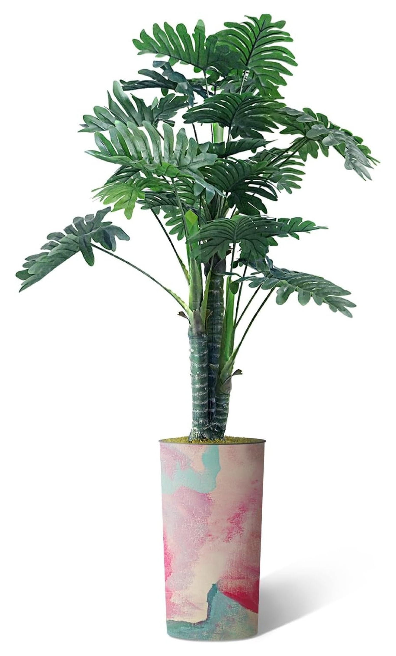 Artificial Tree in Contemporary Planter, Fake Philodendron Tree Silk ...