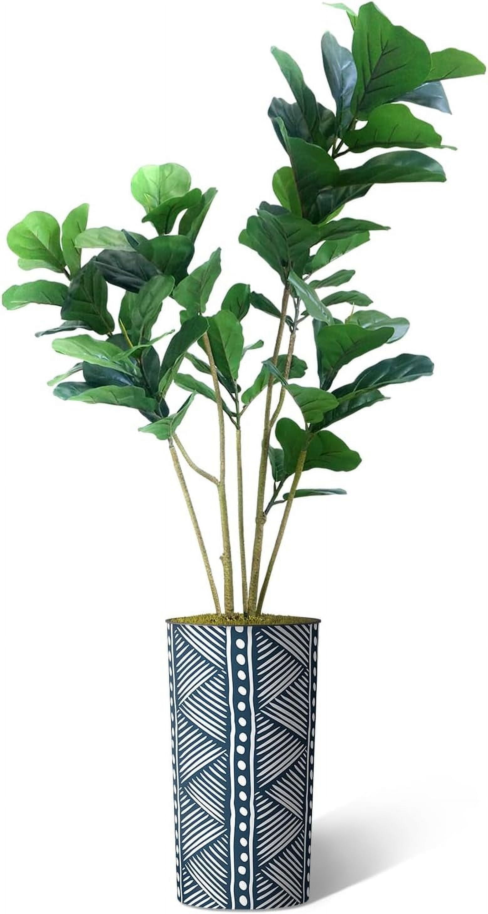 Artificial Tree in Dynamic Blue Vertical Stripe Planter, Fake Ficus ...