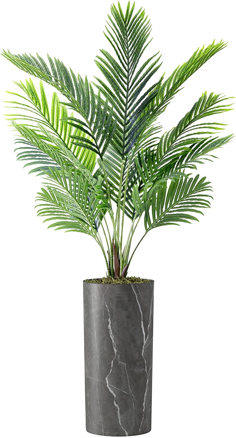 Artificial Tree in Modern Granite Effect Planter, Fake Areca Tropical ...