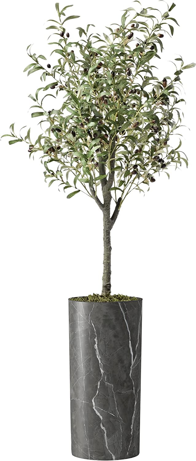 Artificial Tree in Modern Granite Effect Planter, Fake Olive Silk Tree ...