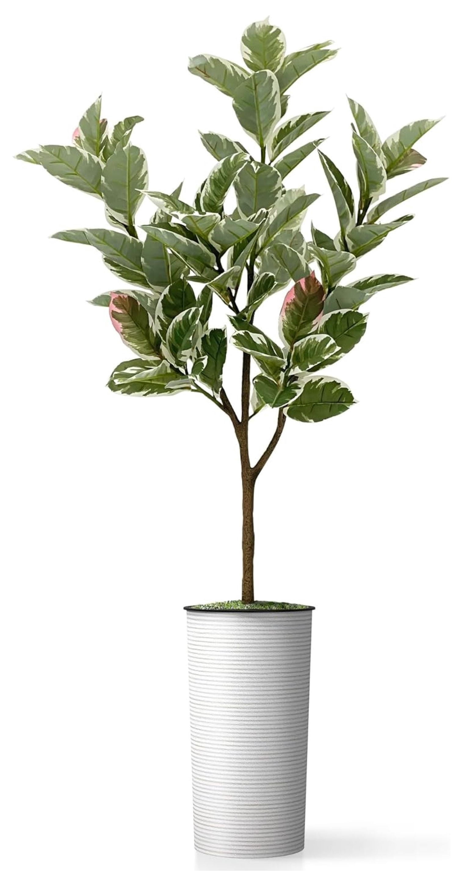 Artificial Tree in Modern Minimalist White Textured Planter, Fake ...