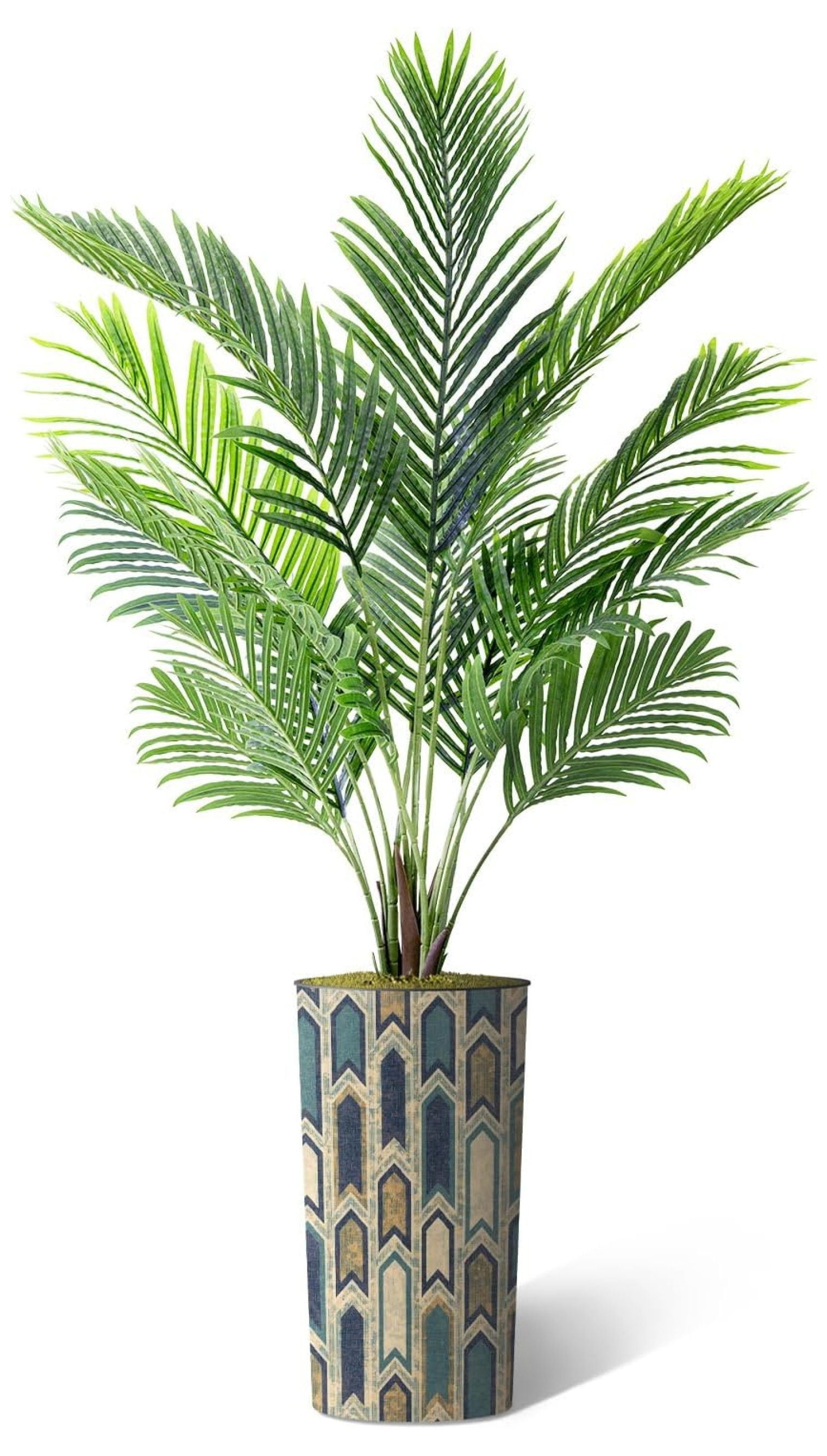 Artificial Tree in Modern Polygon Pattern Effect Planter, Fake Areca ...