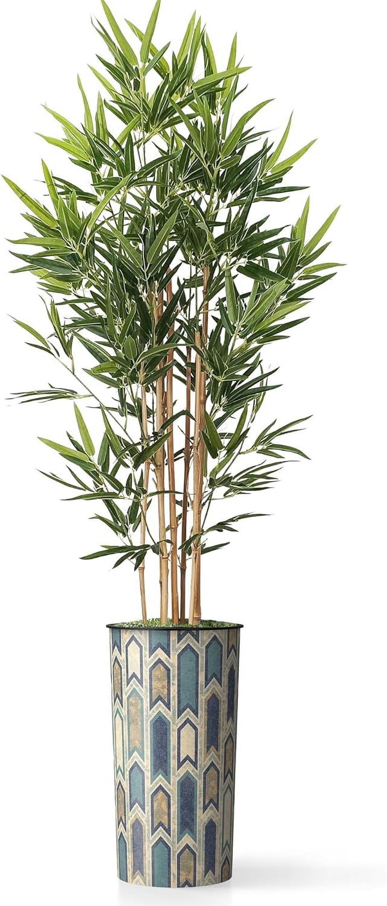 Artificial Tree in Modern Polygon Pattern Effect Planter, Fake Bamboo ...
