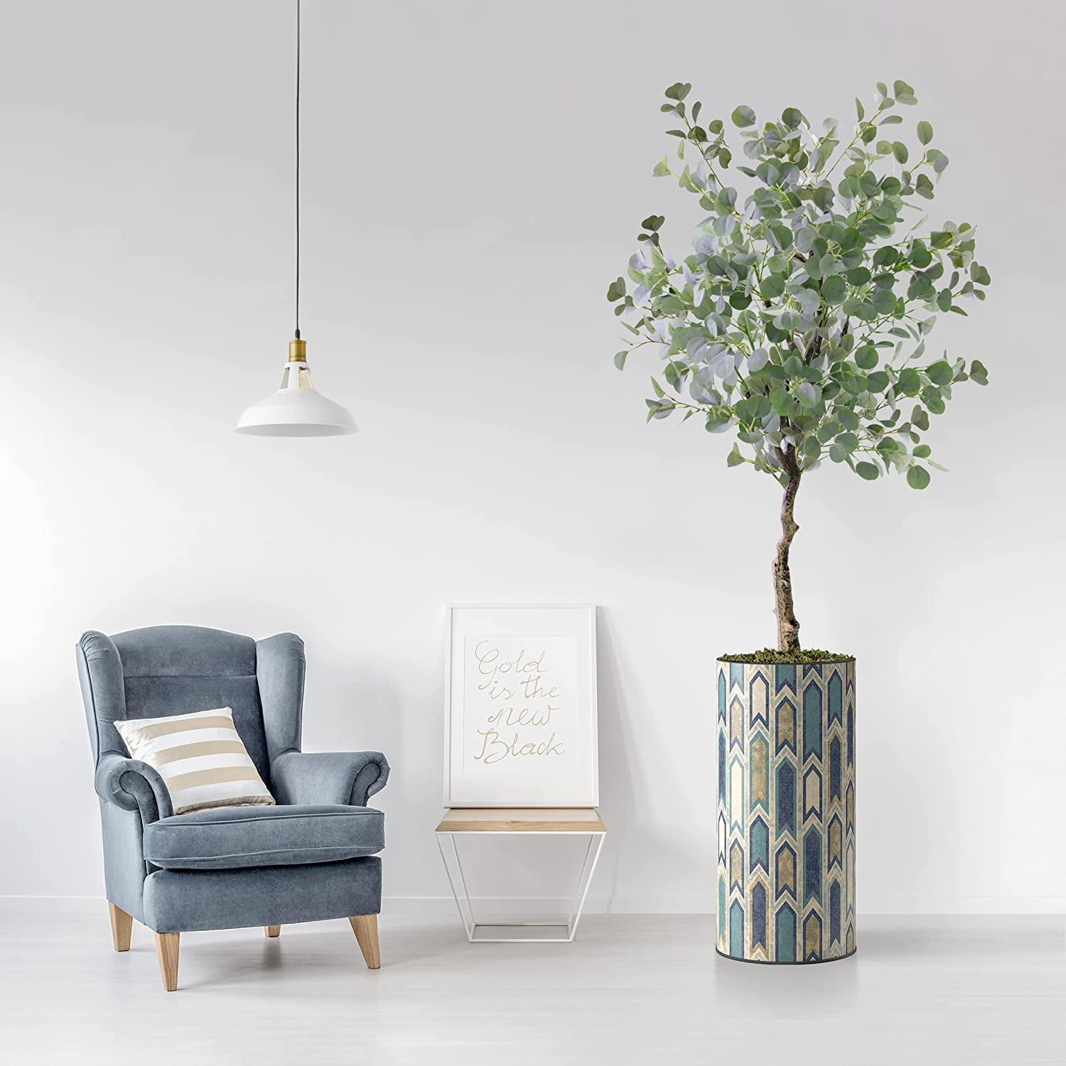 Artificial Tree in Modern Polygon Pattern Effect Planter, Fake ...