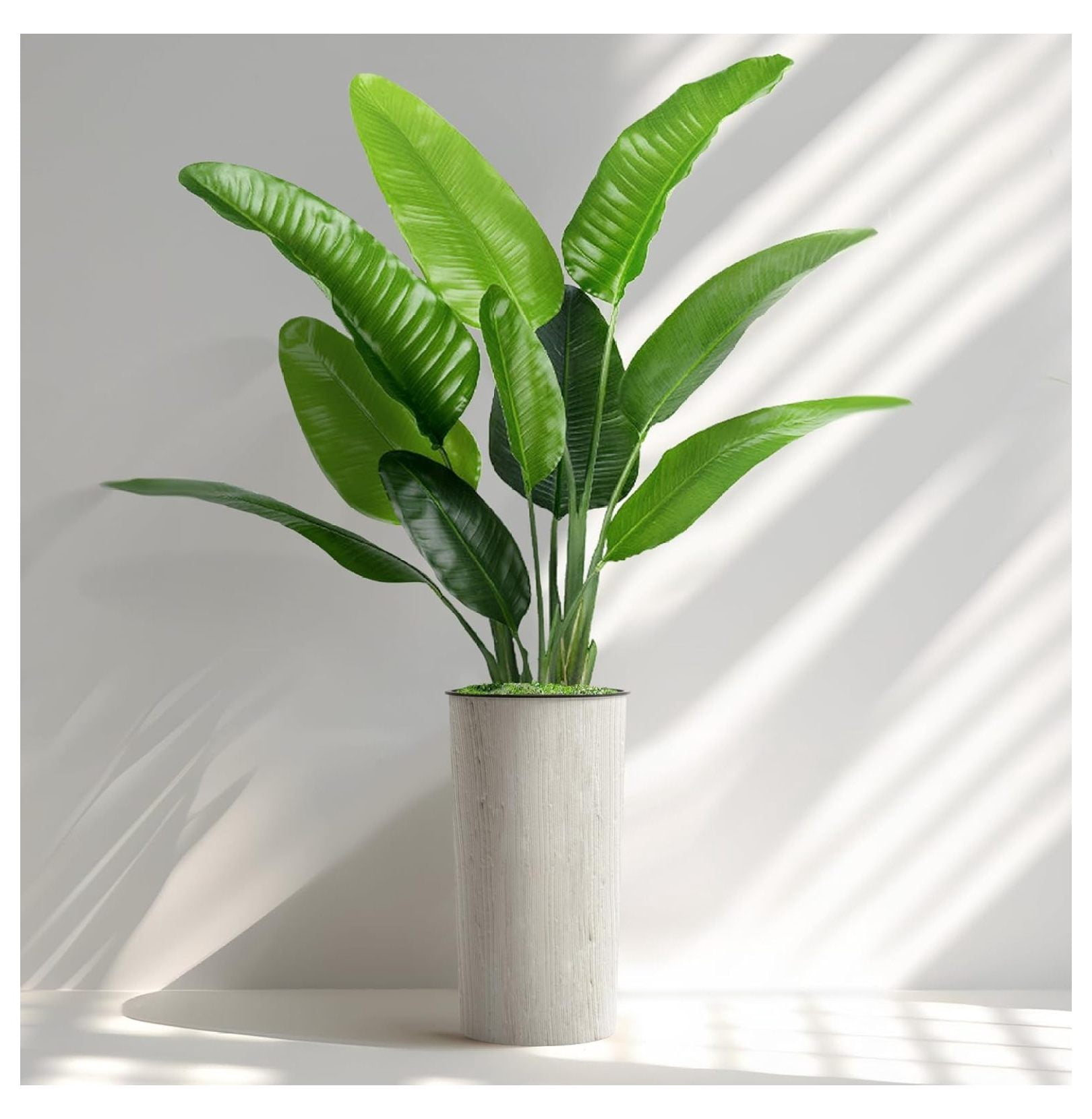 Artificial Tree in Modern Swirl Pattern Planter, Fake Banana Leaf Silk ...