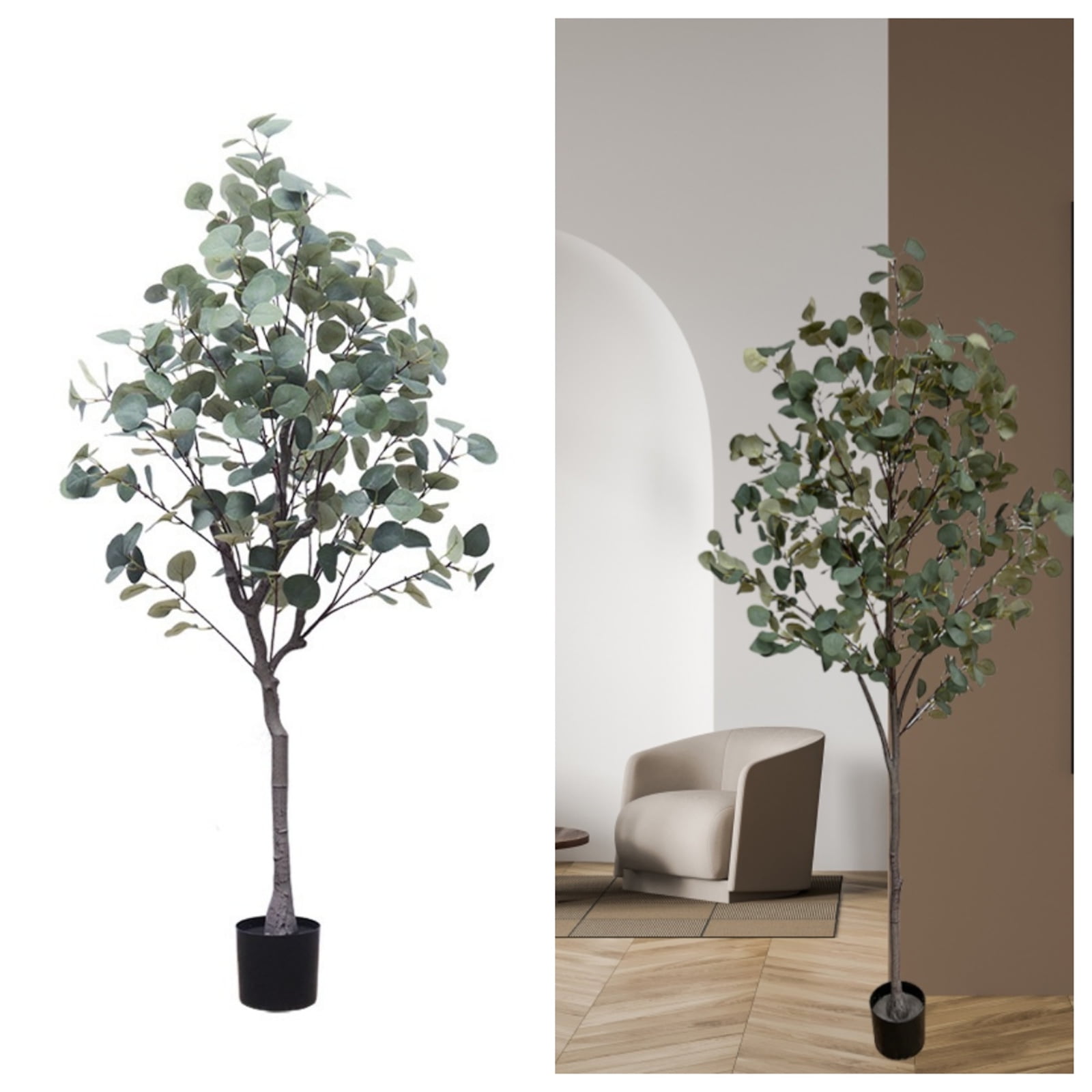 Artificial Tree Plant Eucalyptus Tree 6FT Tall, Modern Large Fake Plant ...