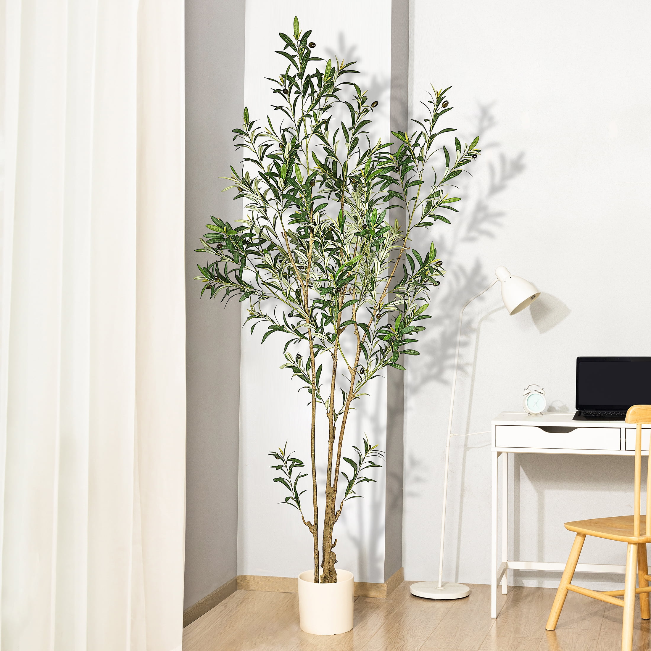 7ft Large Artificial Olive Tree in Pot, Silk Plant Indoor/Outdoor Home ...