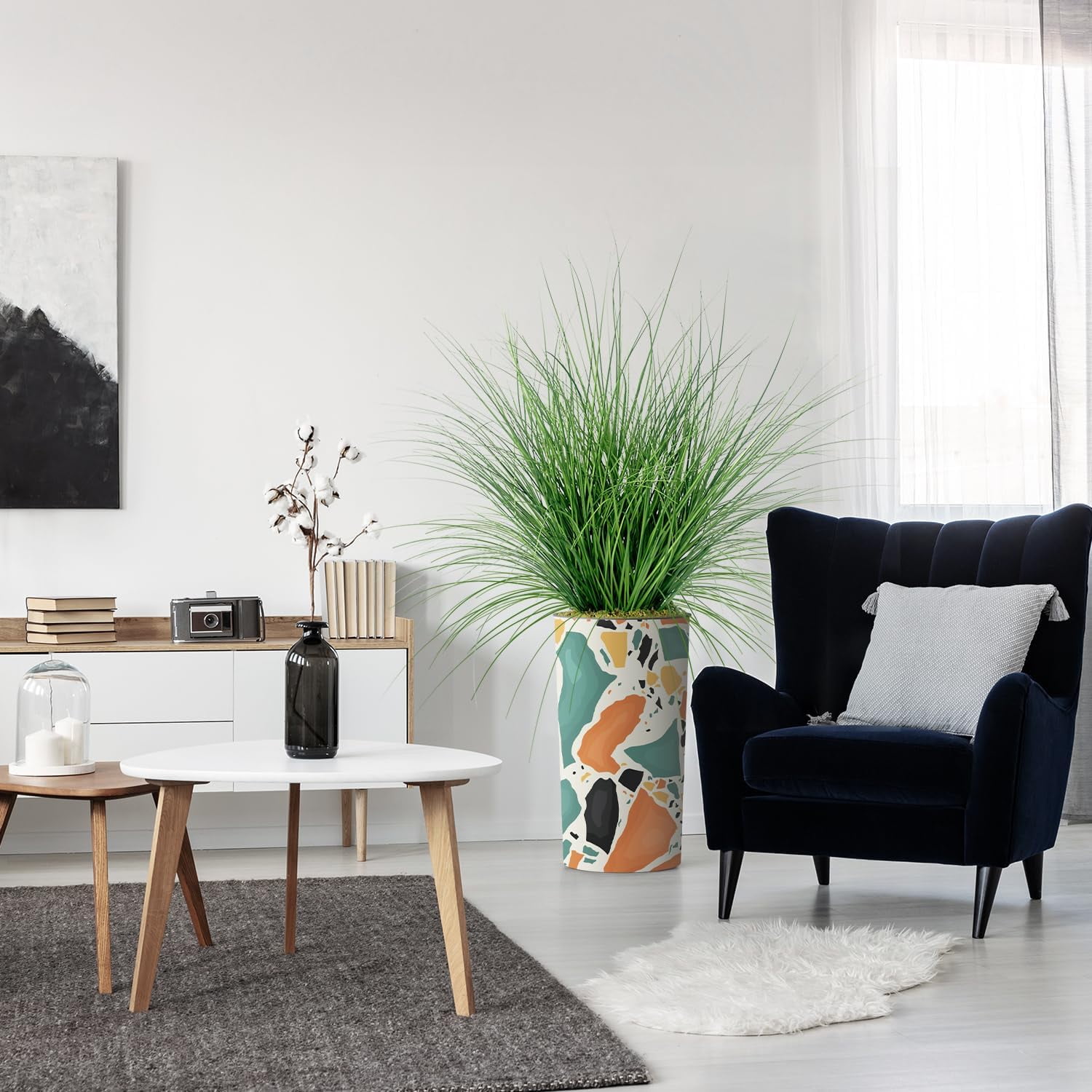 Artificial Tree i Moder Geometric Patter Plater, Fake Oio Grass Silk ...