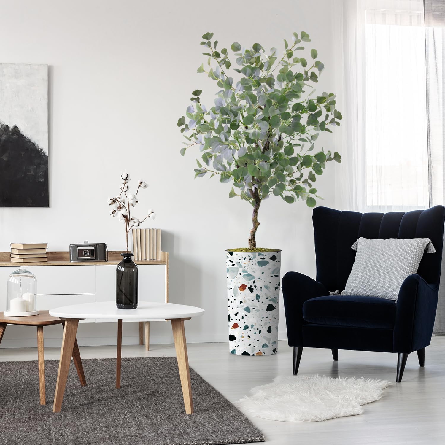 Artificial Tree i Moder Plater, Fake Silk Tree for Idoor ad Outdoor ...