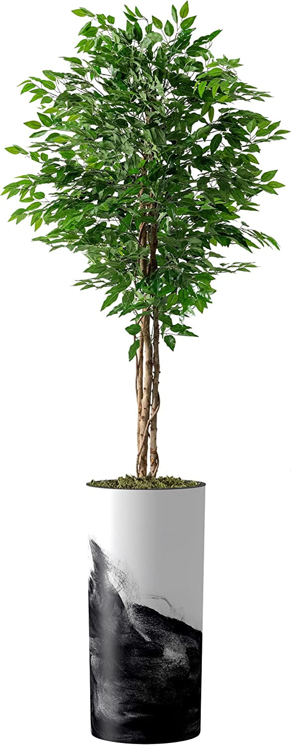 Artificial Tree in Contemporary Planter, Fake Ficus Silk Tree for ...