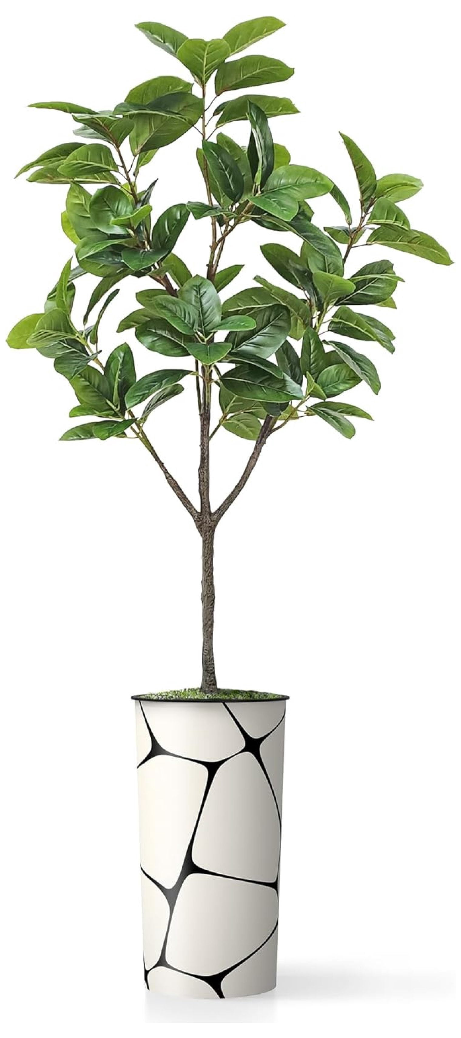 Artificial Tree in Geometric Pattern Planter, Fake Rubber Silk TRE for ...