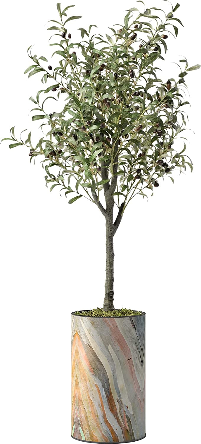 Artificial Tree in Modern Contemporary Planter, Fake Olive Silk Tree ...
