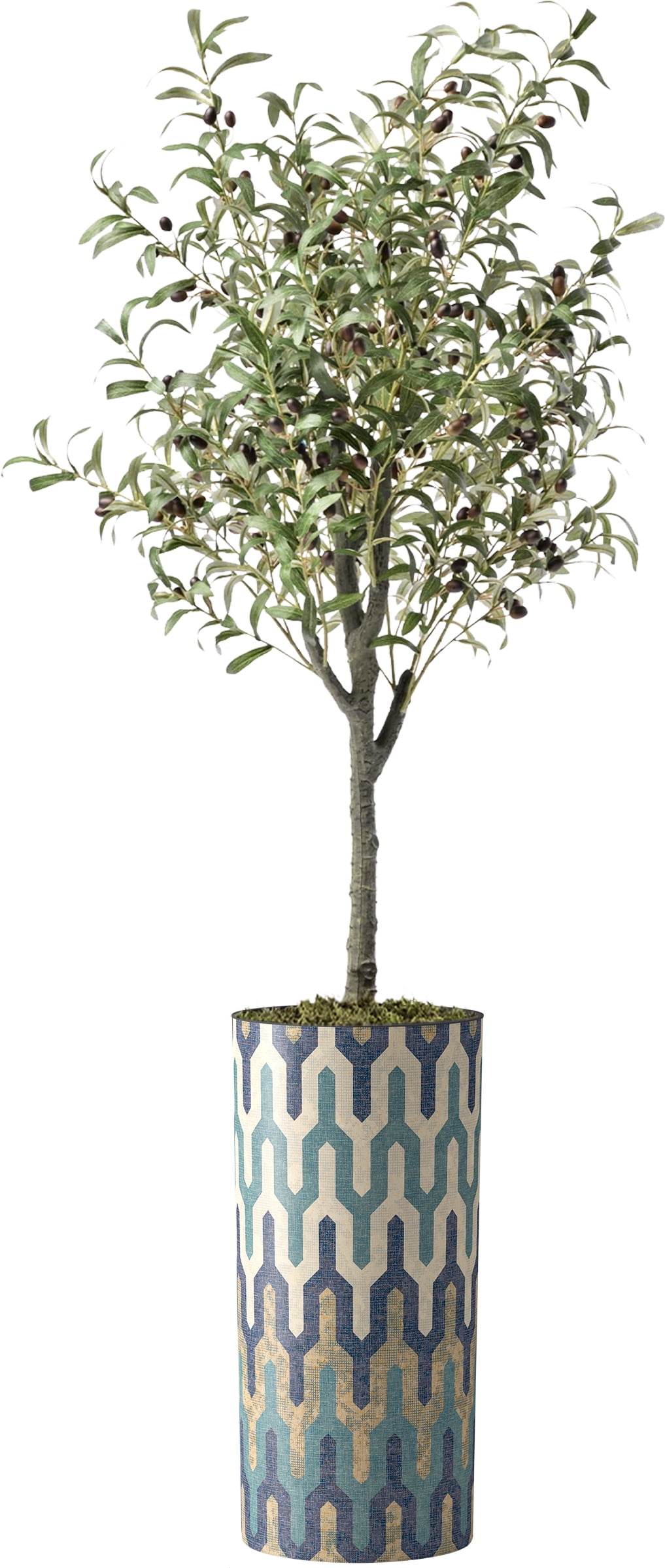Artificial Tree in Modern Planter, Fake Olive Silk Tree for Indoor and ...