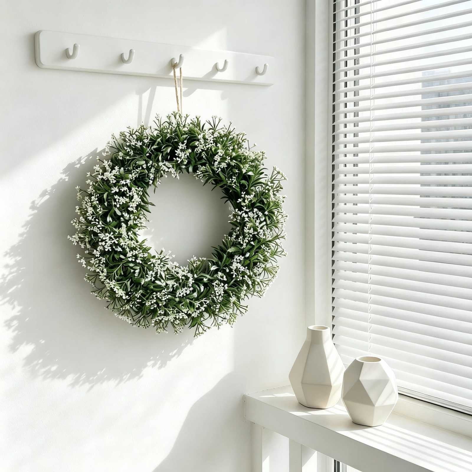 Artificial Trumpet Flower Wreath 15.75 Inch Spring Purple Green Faux ...