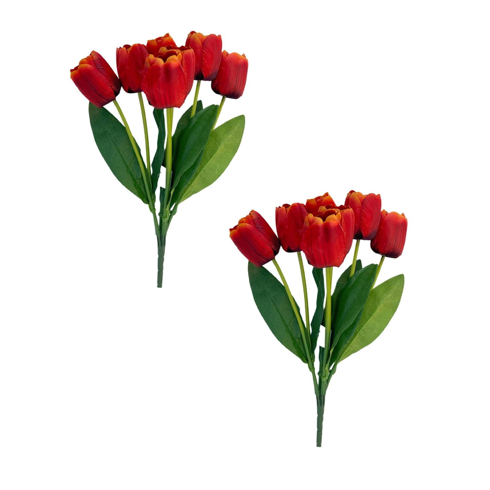 Artificial Tulip Bouquet Verdsylv 7-Head Faux Tulip Flower - 2pc, Tulip ...