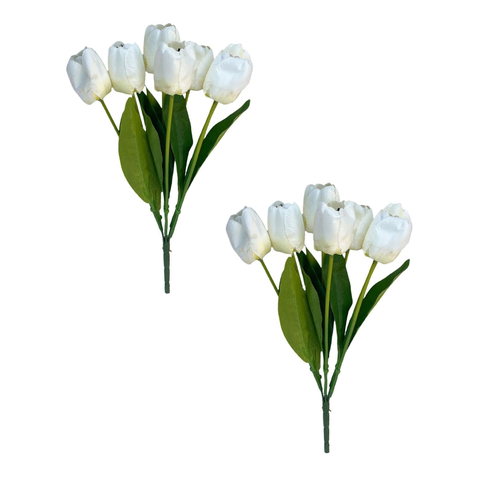 Artificial Tulip Bouquet Verdsylv 7-Head Faux Tulip Flower - 2pc, Tulip ...