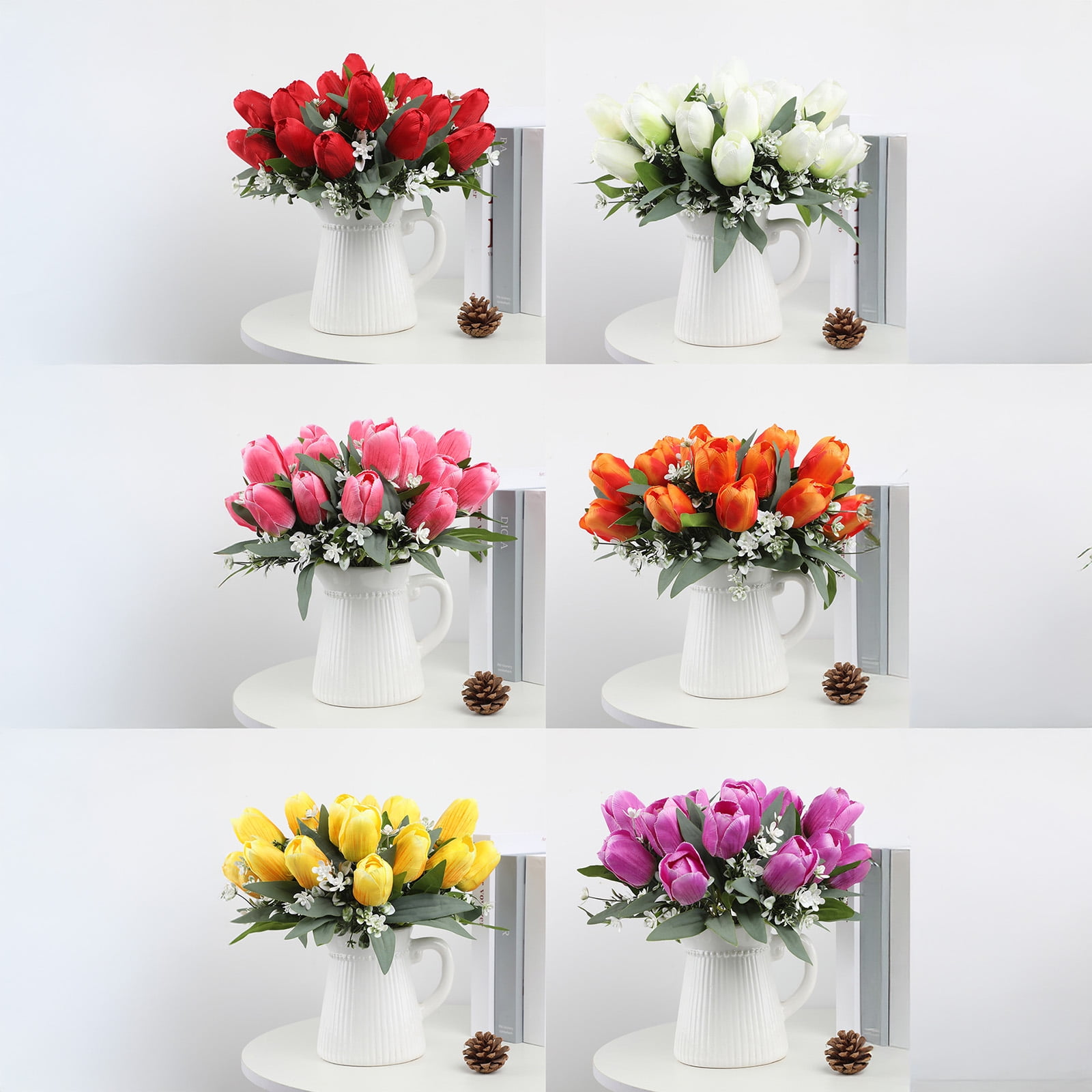 Artificial Tulip Flowers Real Touch Fake Spring Flowers Arrangements ...
