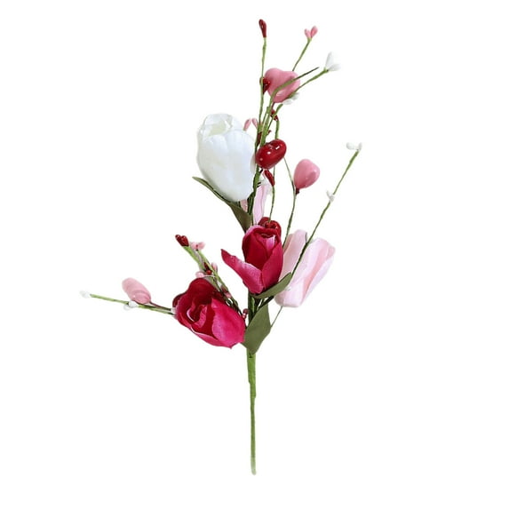 Artificial Tulip Heart Branches, 16.54" Romantic Valentine's Day ...