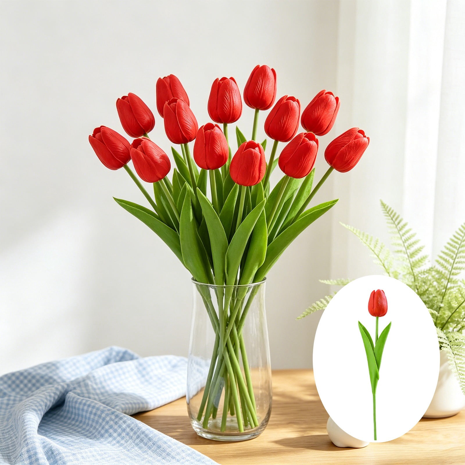 Artificial Tulips 10 Pack 7 Colors Faux Flowers Plastic Sprigs for Home ...