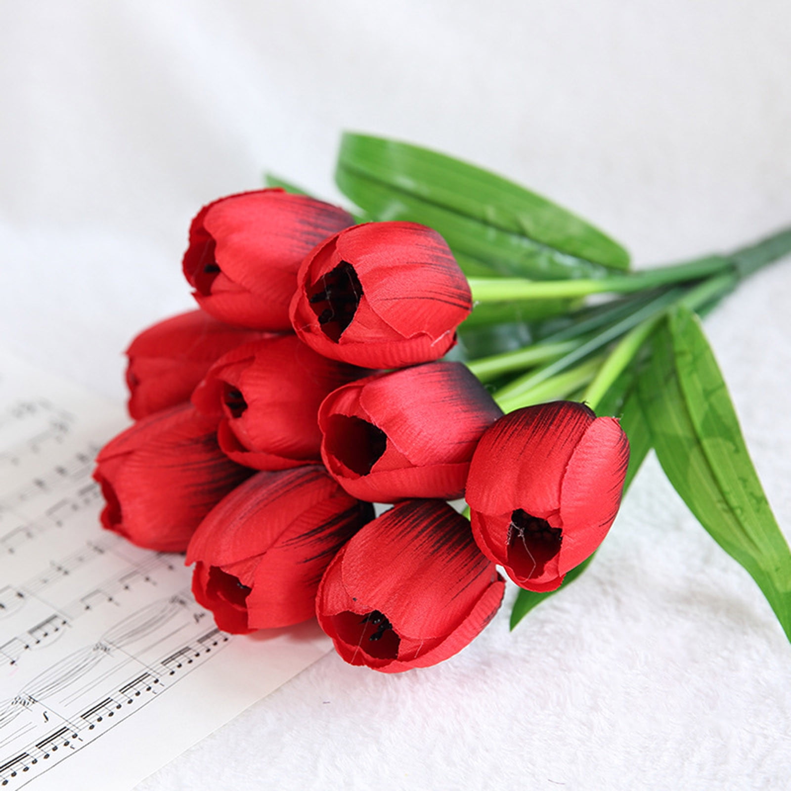 Artificial Tulips - 1PCS 9-head Fake Tulip Flowers, UV-Resistant, Anti ...