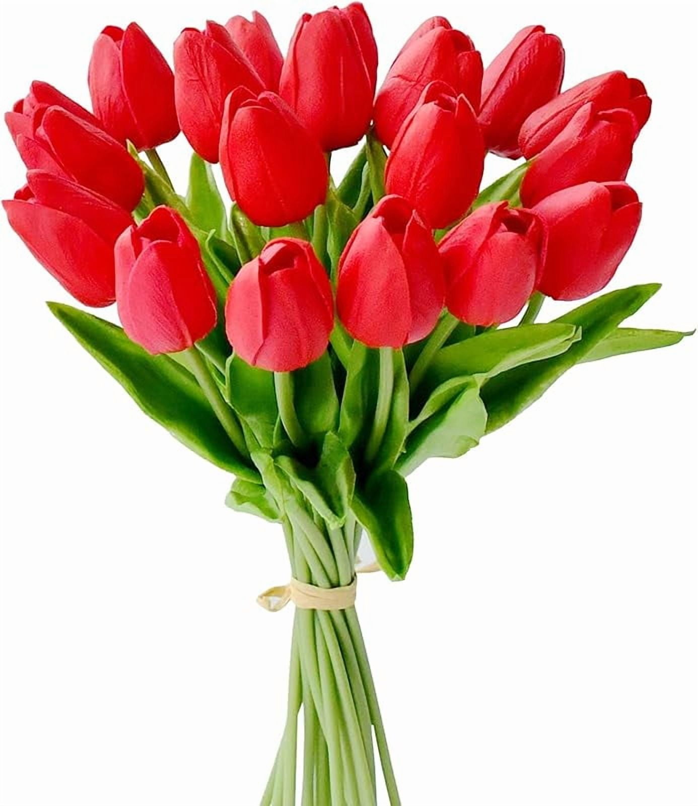 Artificial Tulips 20 Stems White PU Faux Flowers for Wedding Home Decor ...