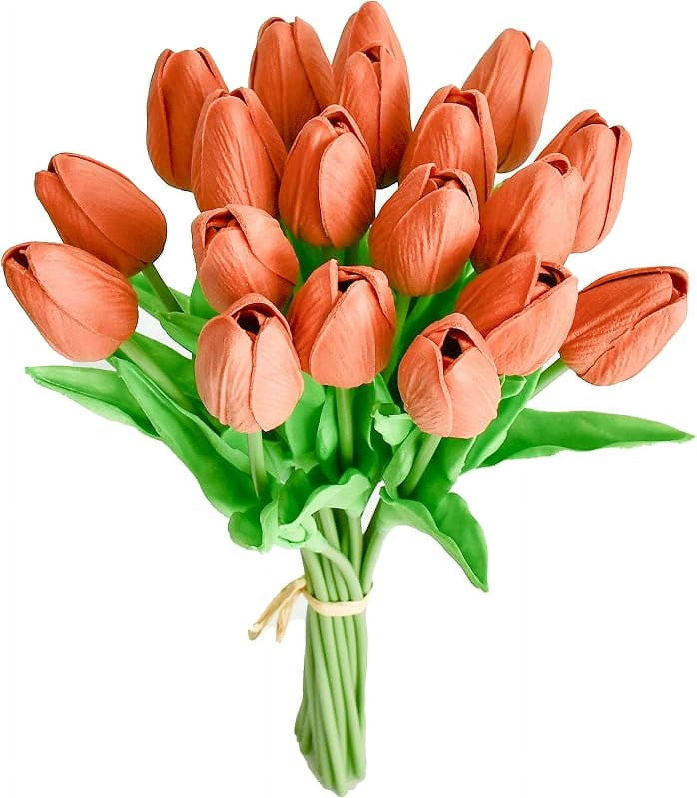 Artificial Tulips 20 Stems White PU Faux Flowers for Wedding Home Decor ...