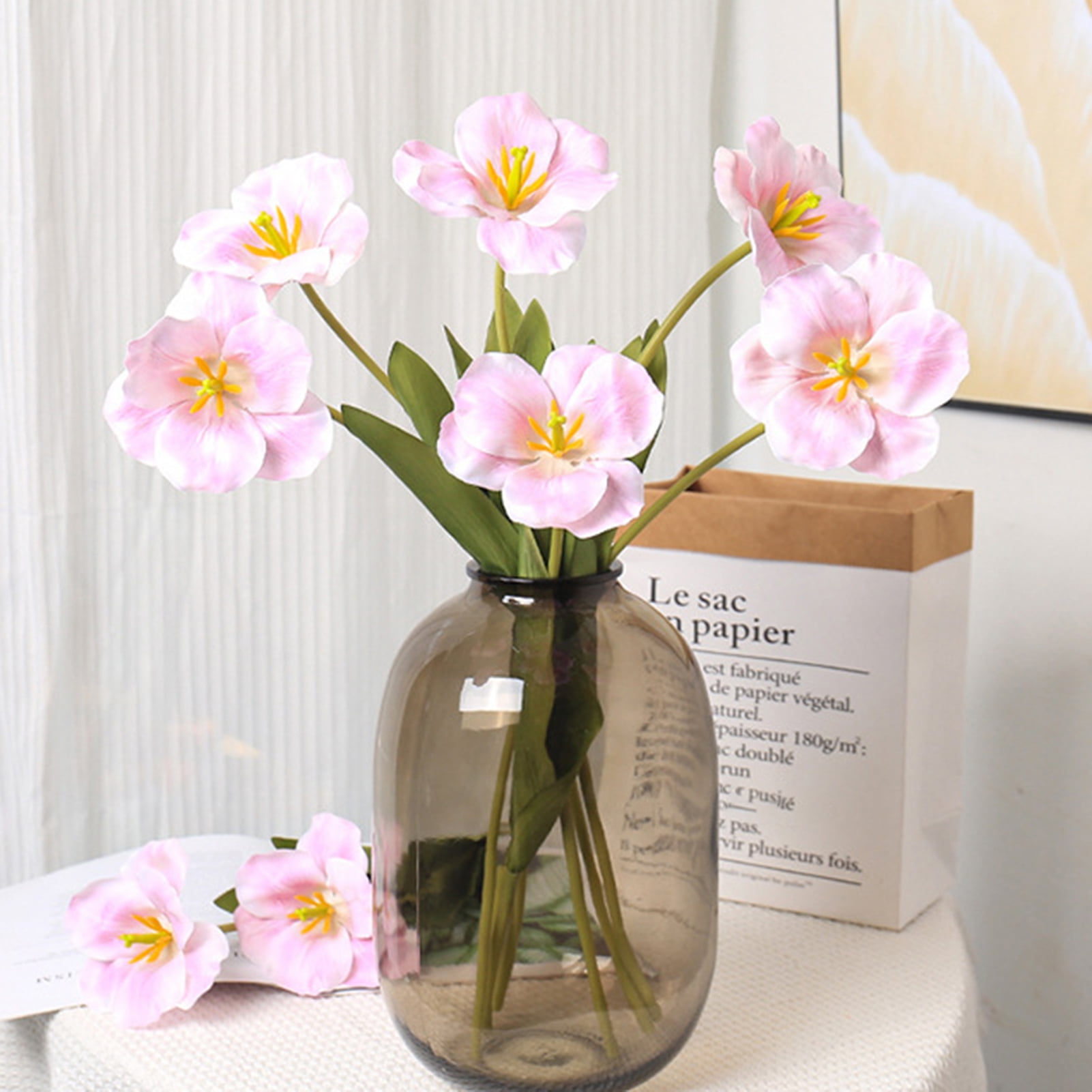 Artificial Tulips Flowers Fake Tulip Stems - Real Touch Faux Opening ...