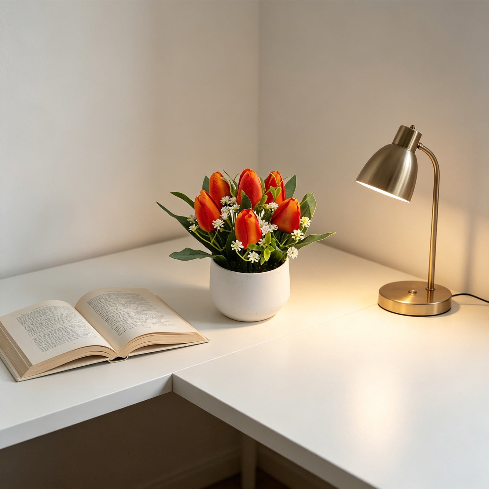 Artificial Tulips Potted Plants for Indoor Decor - Plastic Flower ...