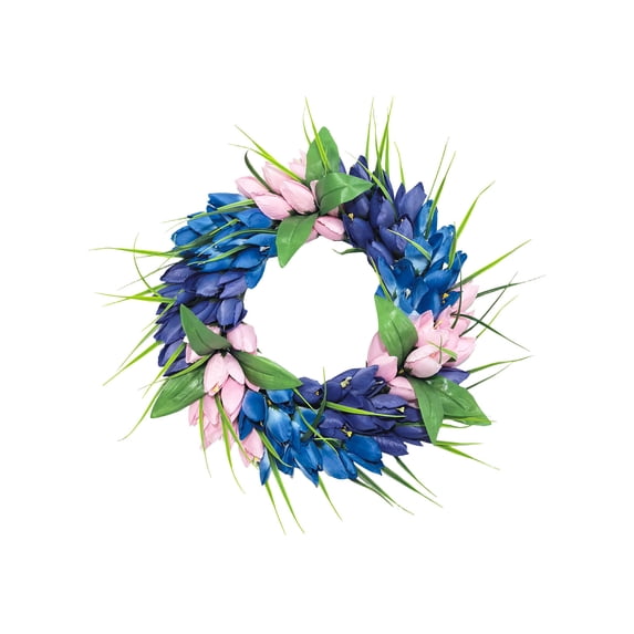 Artificial Tulips Wreath for Door Hanging - Multicolor Plastic Spring ...