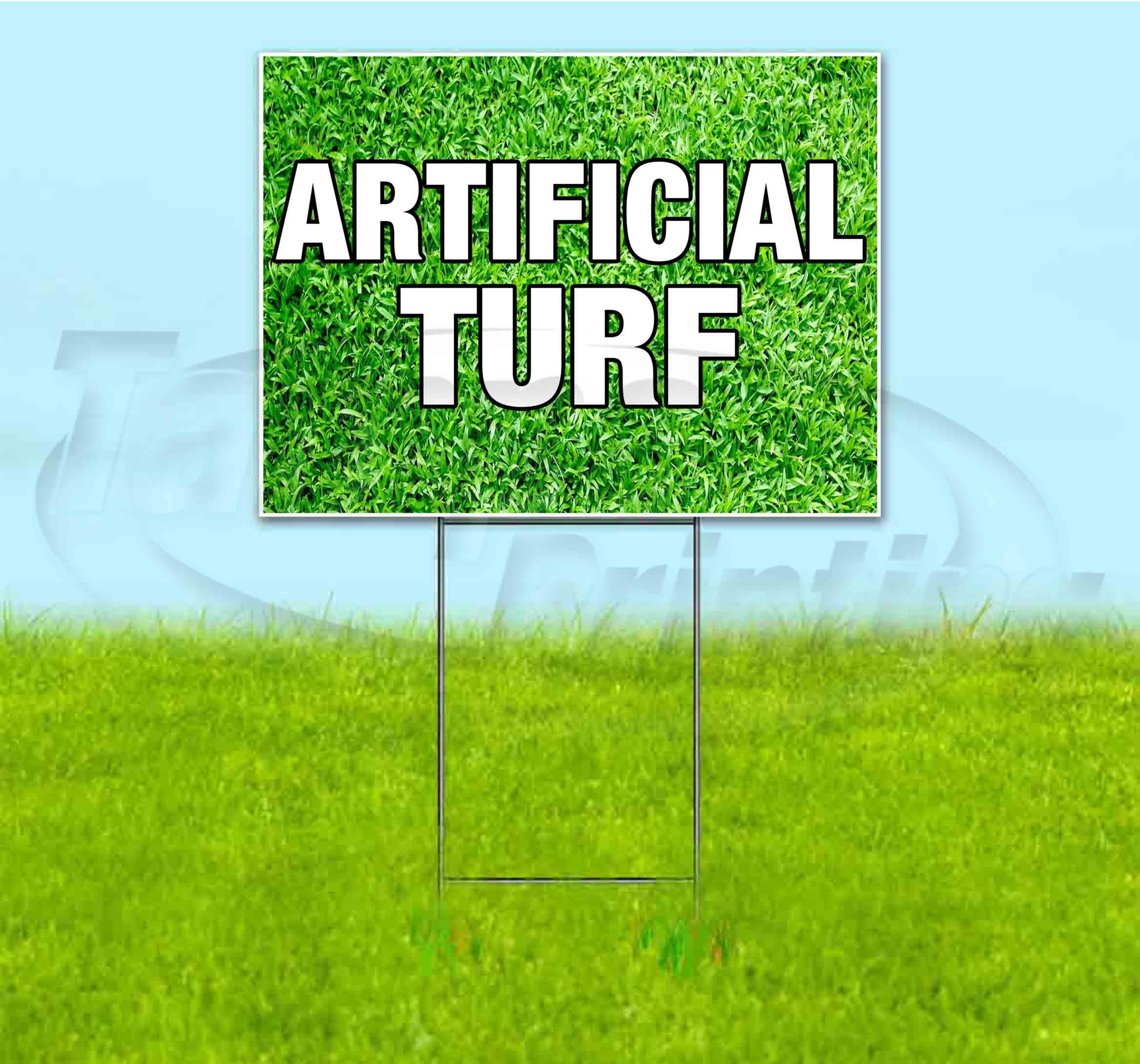Artificial Turf (18" x 24") Yard Sign, Includes Metal Step Stake ...
