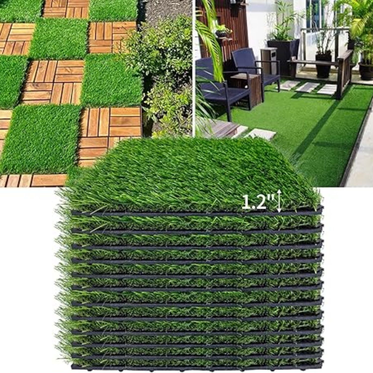 Artificial Turf Deck Tiles Turf Mat 12" X 12" Self-draining Dogs Potty ...