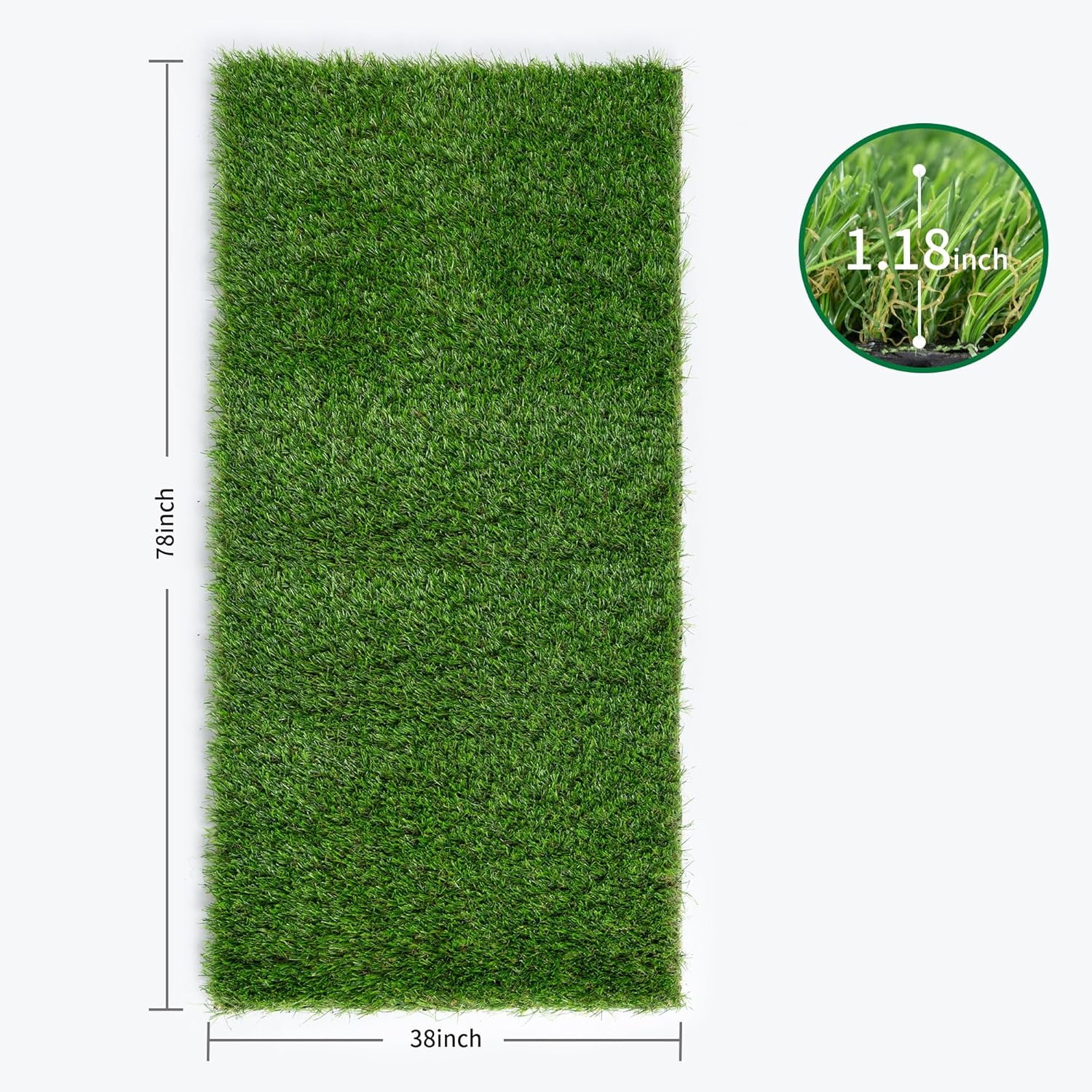 Artificial Turf Grass 6.5ft X 3.2ft, Green Grass Rug Grass Thicks 1 ...