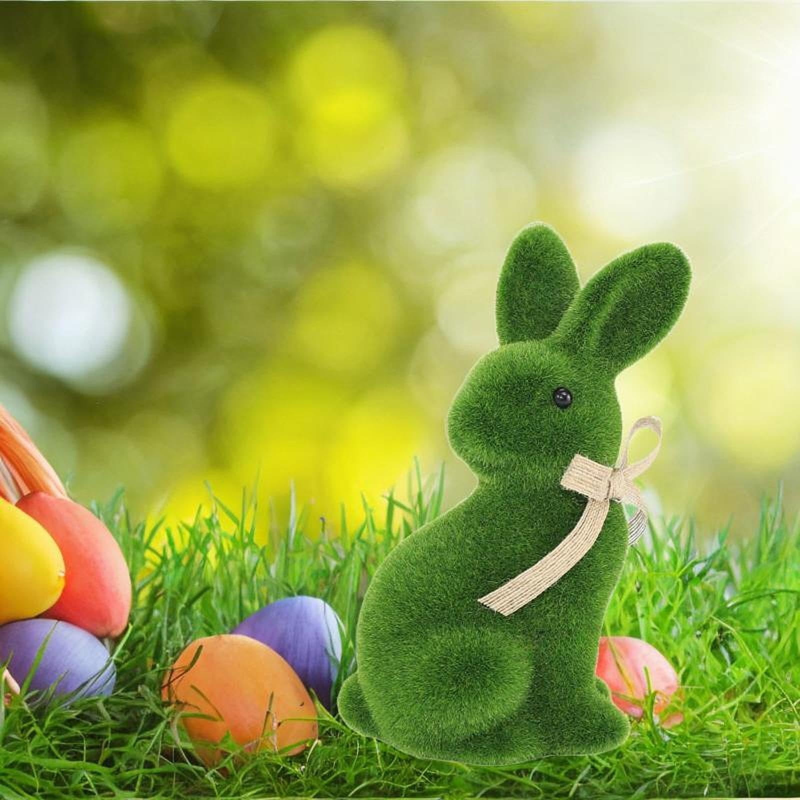 Artificial Turf Grass Bunny - Flocked Rabbit Statues for Easter Home ...