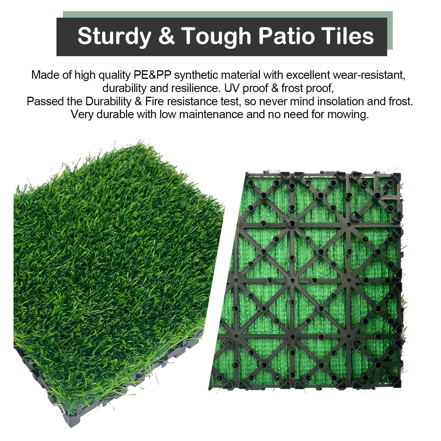 Artificial Turf Interlocking Set Of 35pcs Fake Grass Tiles Self ...