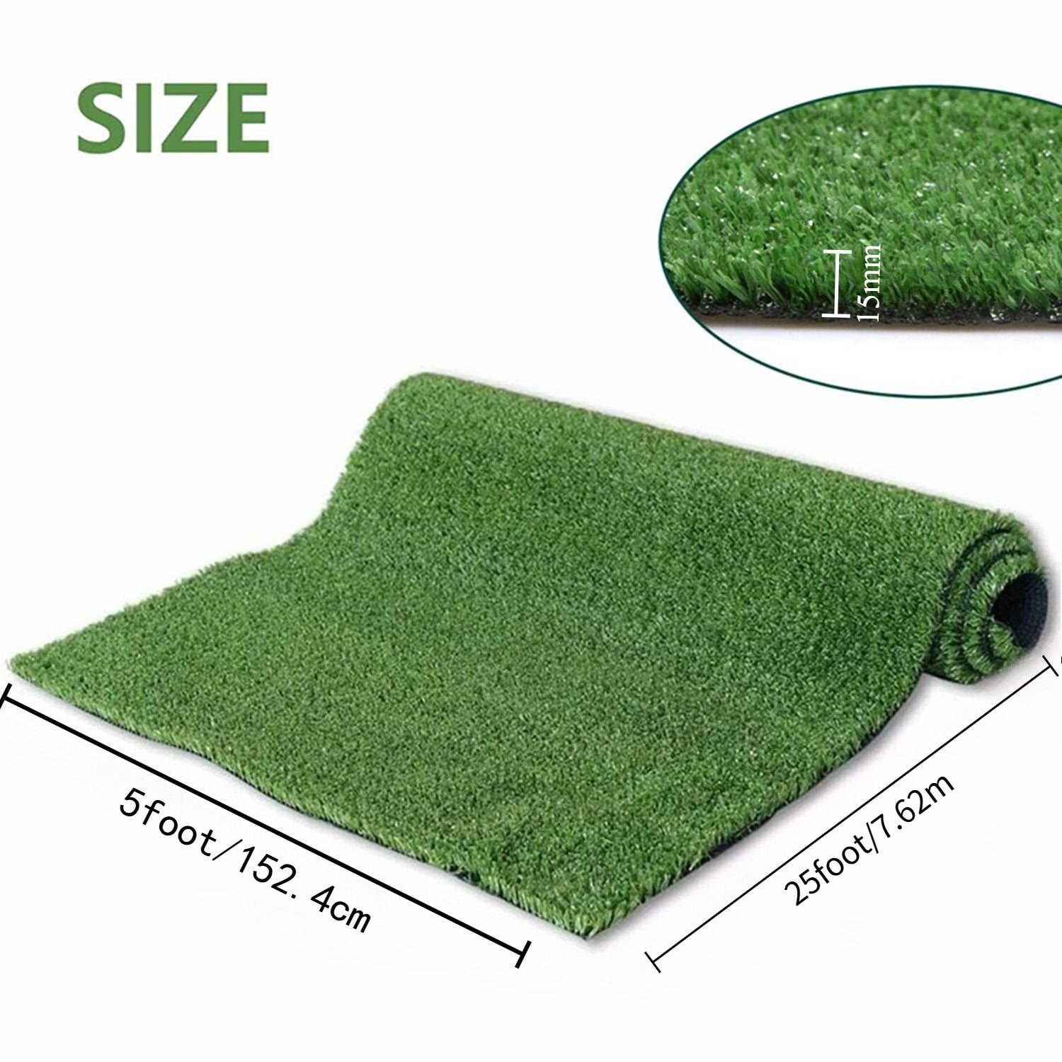 Artificial Turf Mat with Drainage Holes, 5 ft x 25 ft Fake Grass Rug ...