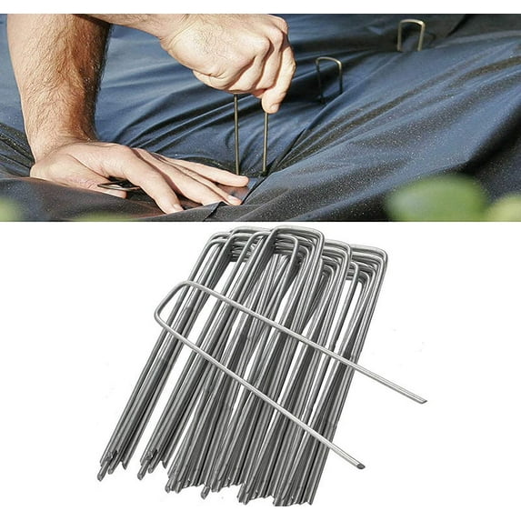 Artificial Turf Nails, Landscape Ground Stakes, 30pcs (Silver,10in*25 ...