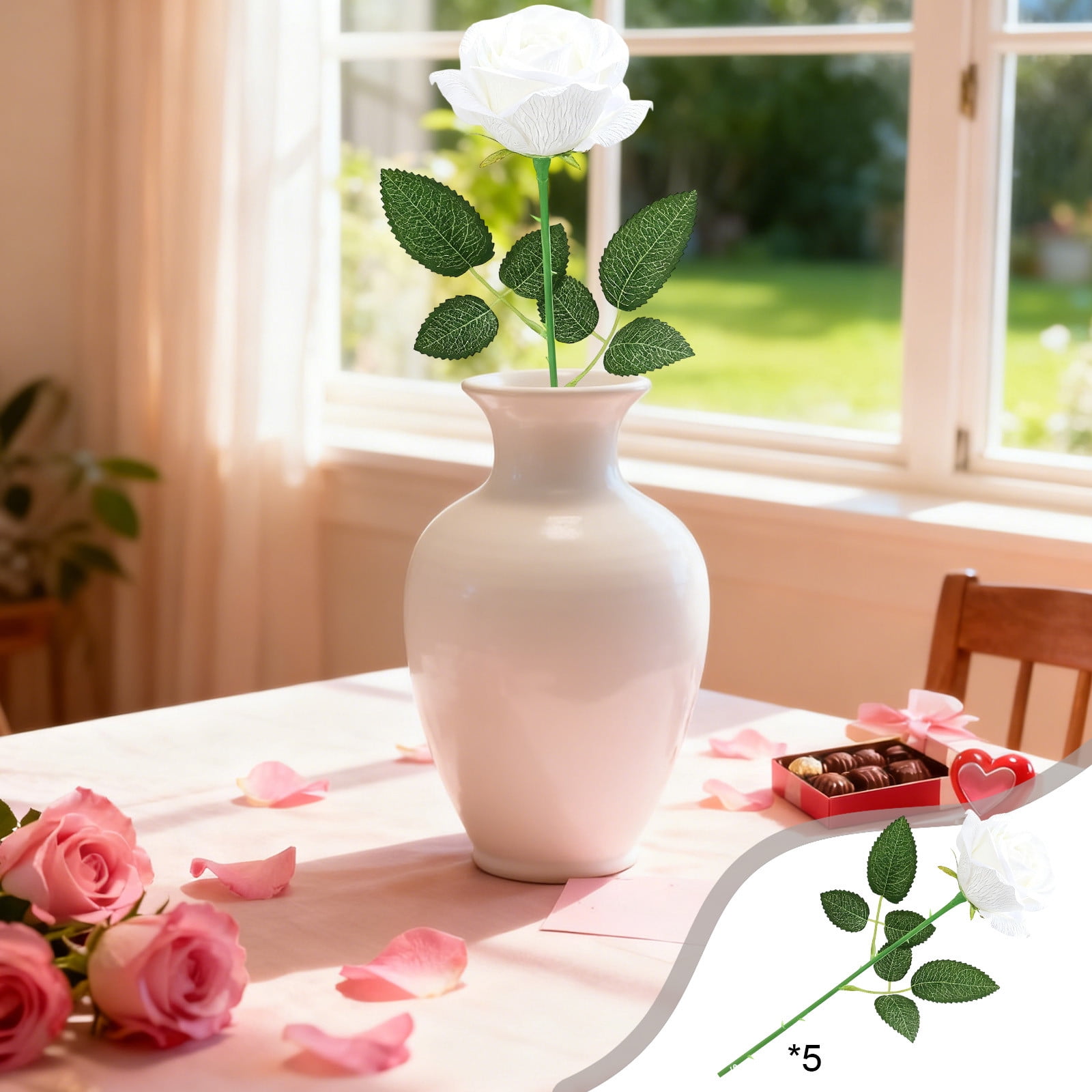 Artificial Velvet Rose Stems, Faux Single Rose Flower for Home ...