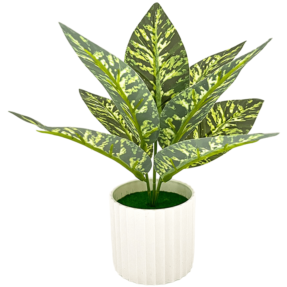 Artificial Vertical Striped Green Plants Plastic Vase Flowers for Home ...