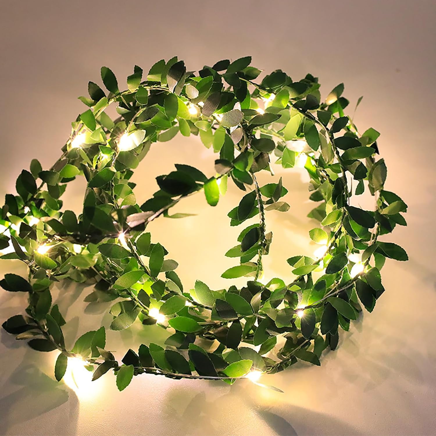 Artificial Vine Fairy String Lights Battery Operate Green Leaf Plants ...
