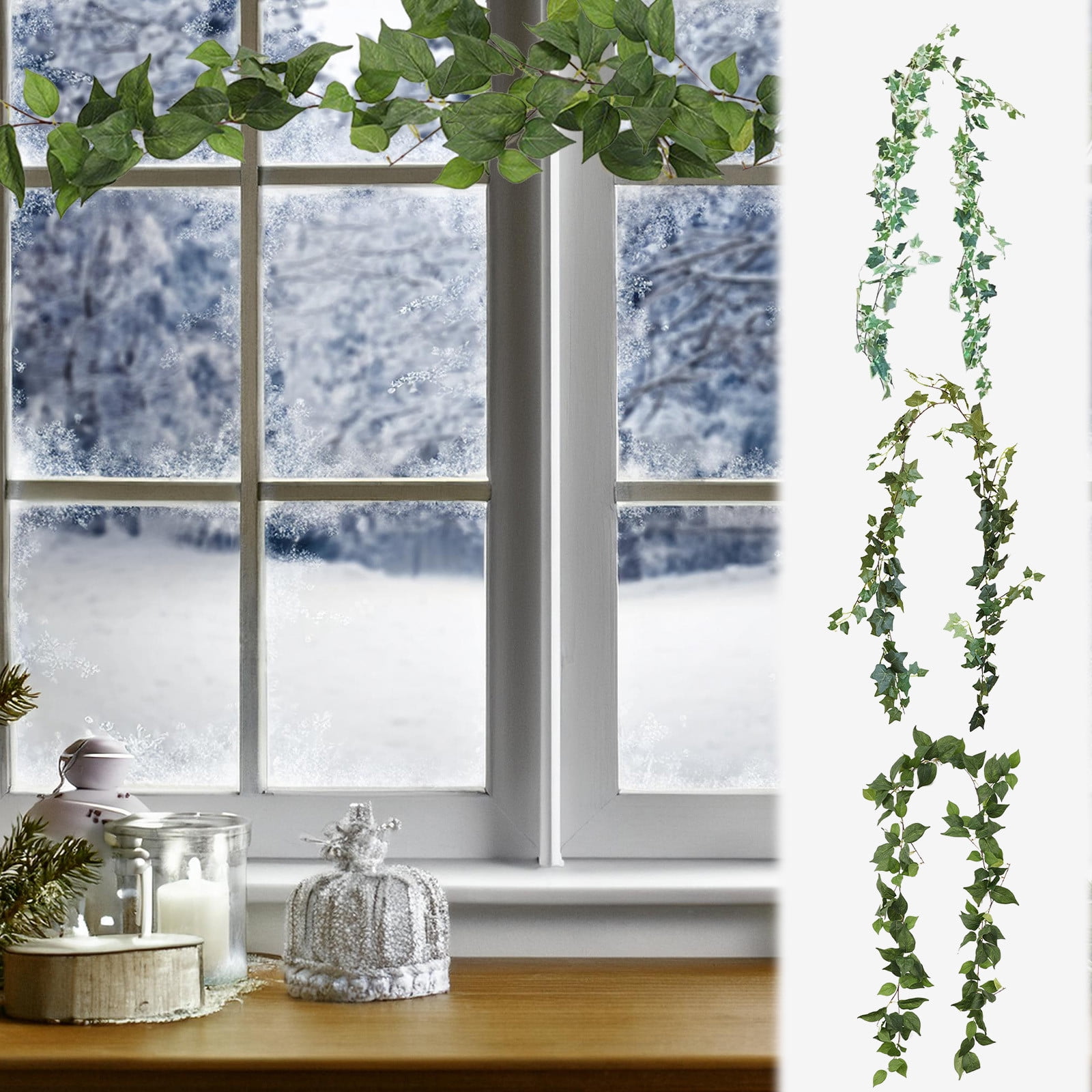 Artificial Vines Ivy Garland 5.91Ft Fake Vine with Silk Green Leaves Faux Hanging Plants ...