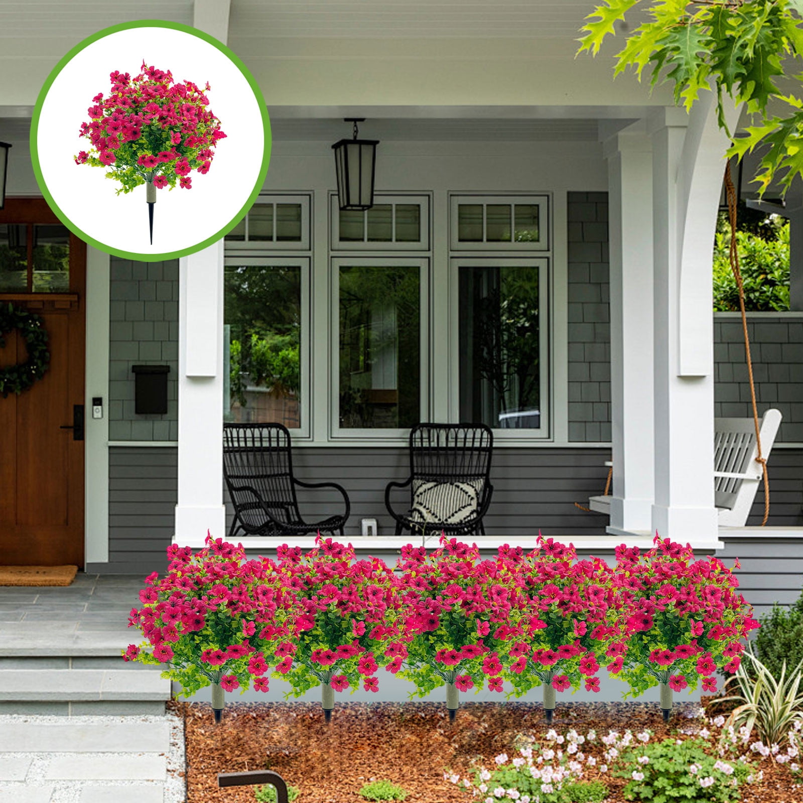 Artificial Violet Eucalyptus Ground Plug Patio Decor | Outdoor Spring ...