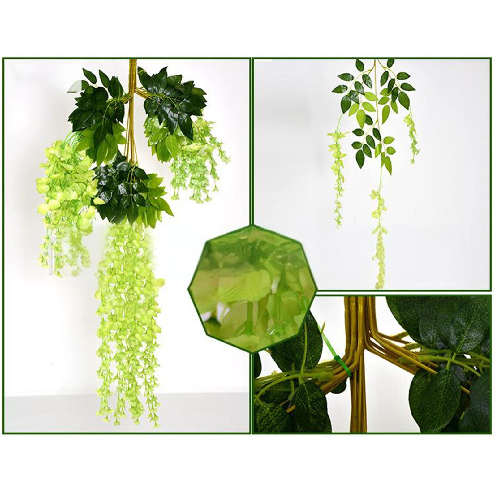 Artificial Violet Flower Rattan Wall Decor, Home Wedding Scene Layout, 12Pcs Set, Green Scene ...