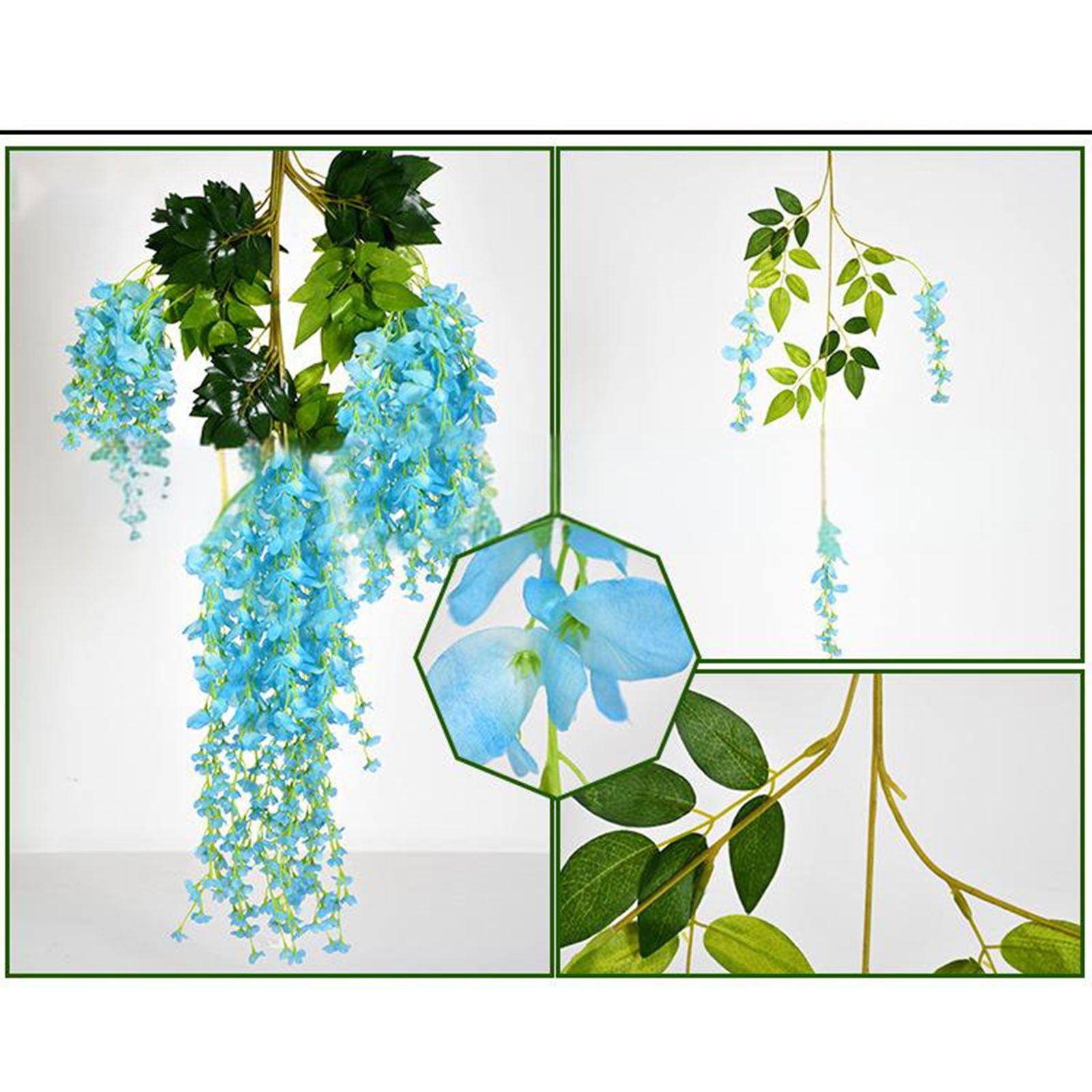 Artificial Violet Flower Rattan Wall Decor, Home Wedding Scene Layout, 12Pcs Set, Green Scene ...