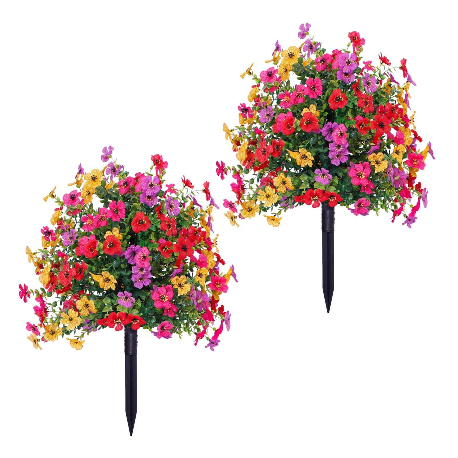 Artificial Violet Flower with Stake UV Resistant Faux Plastic Flower ...