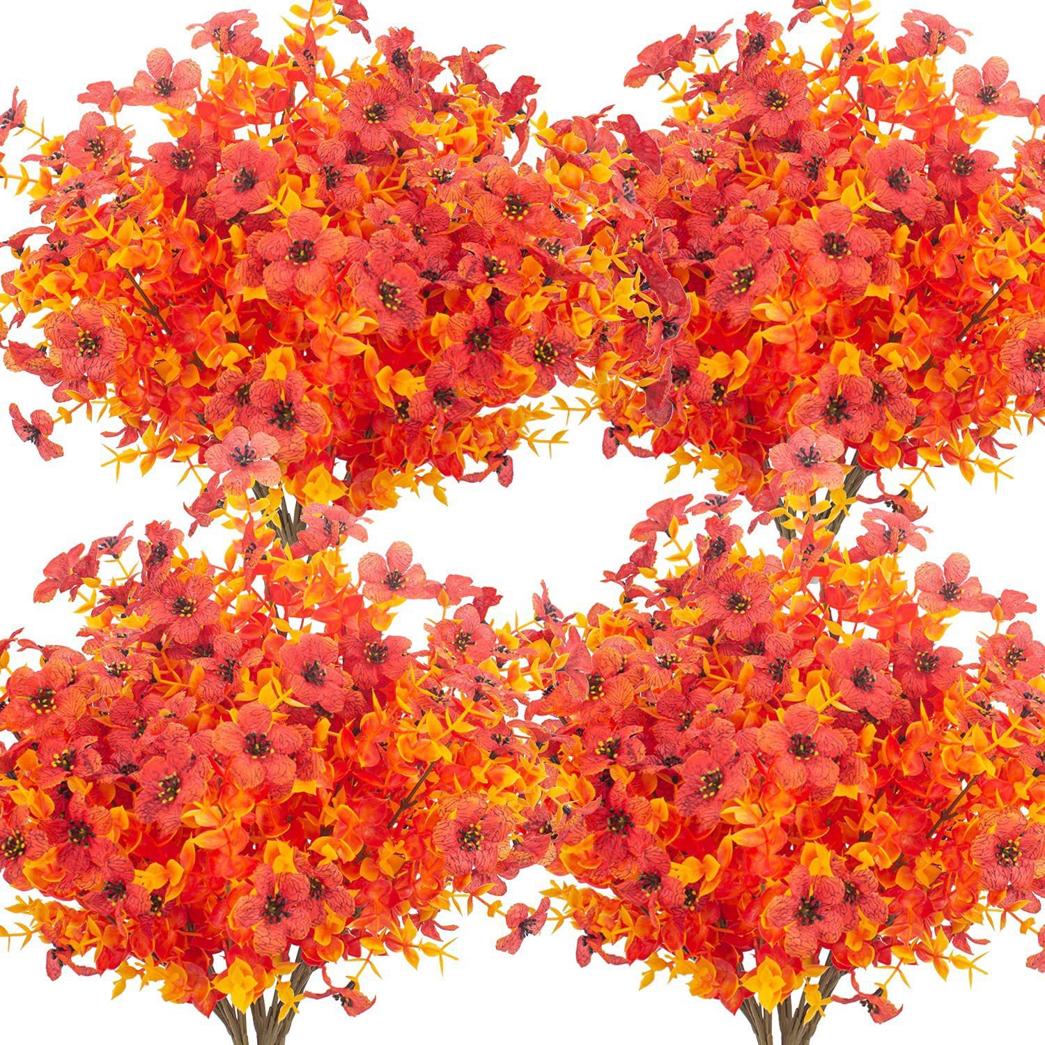 Artificial Violet Flowers for Outdoors Fake Plants, 6 Bundles Faux ...