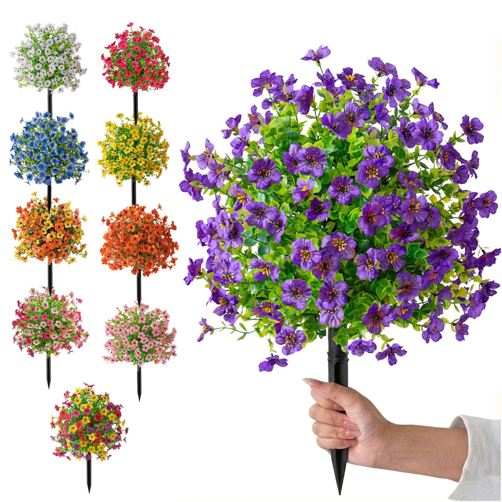 Artificial Violet Flowers UV Resistant & Waterproof Fake Flowers for ...